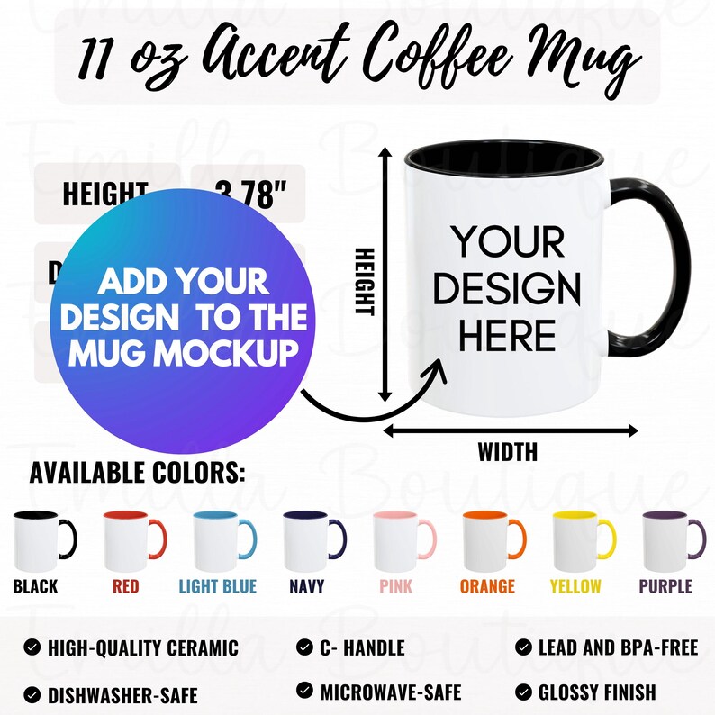 11oz Accent Coffee Mug Size Chart Canva Template, Two Tone Mug Sizing ...