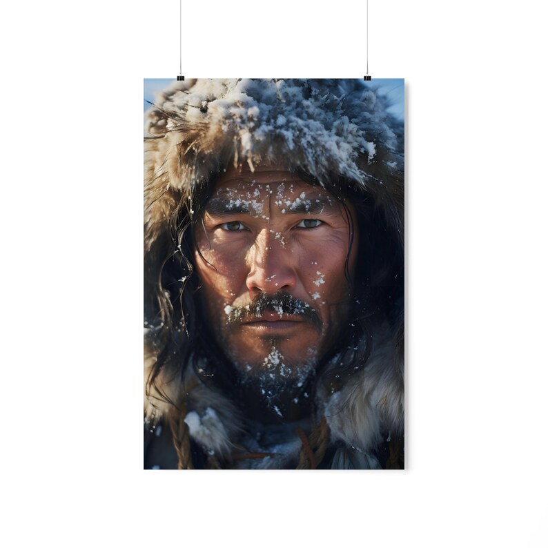 Poster Eskimo Man Wall Art Winter Brown Interior Wall Art Eskimo ...