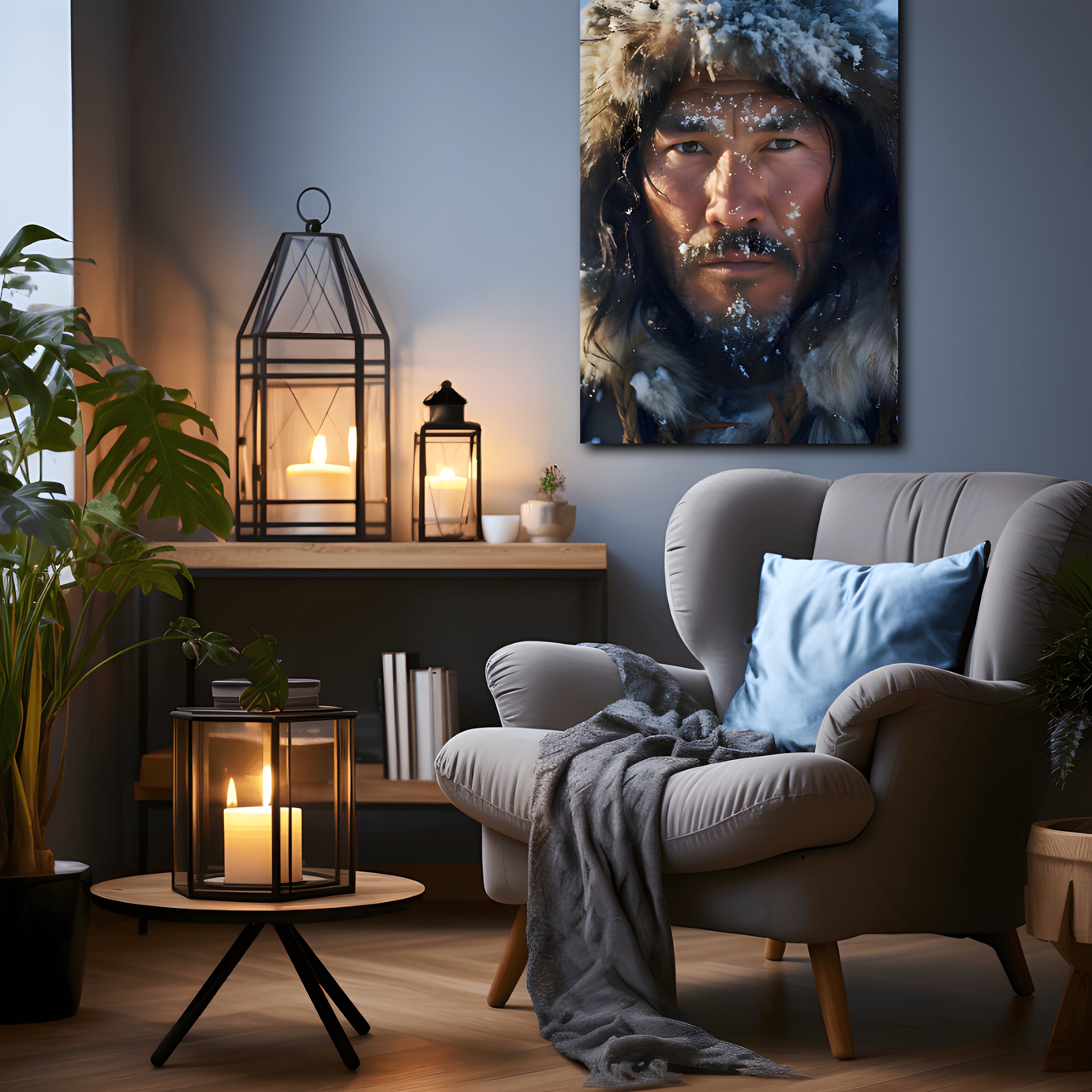 Poster Eskimo Man Wall Art Winter Brown Interior Wall Art Eskimo ...
