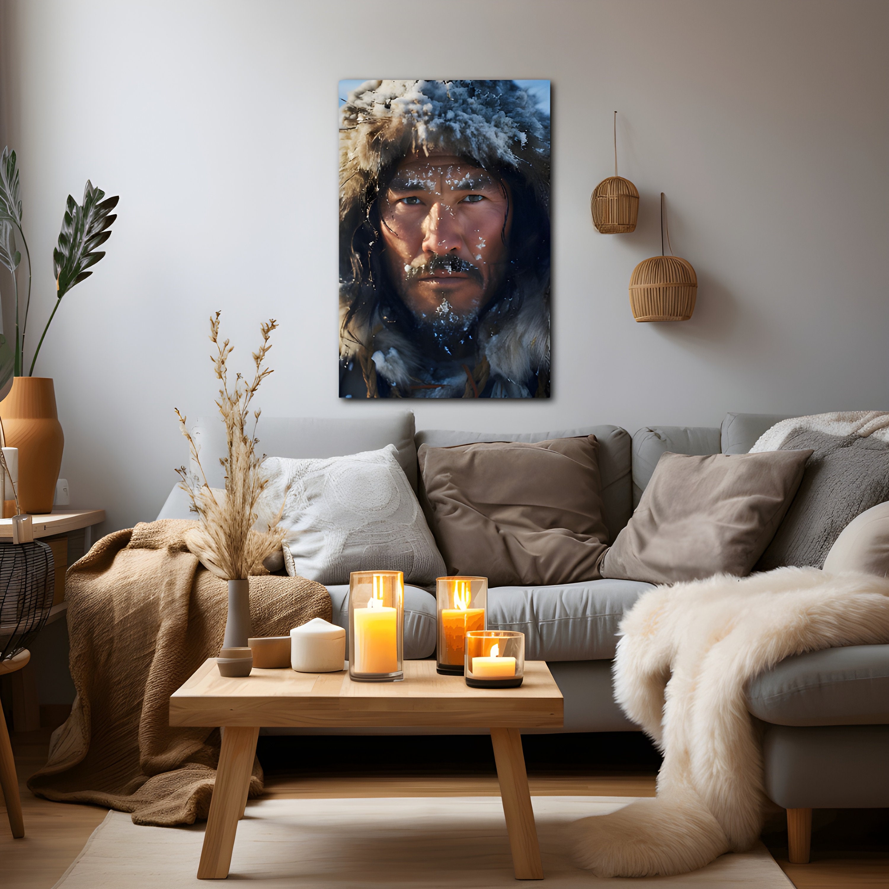 Poster Eskimo Man Wall Art Winter Brown Interior Wall Art Eskimo ...
