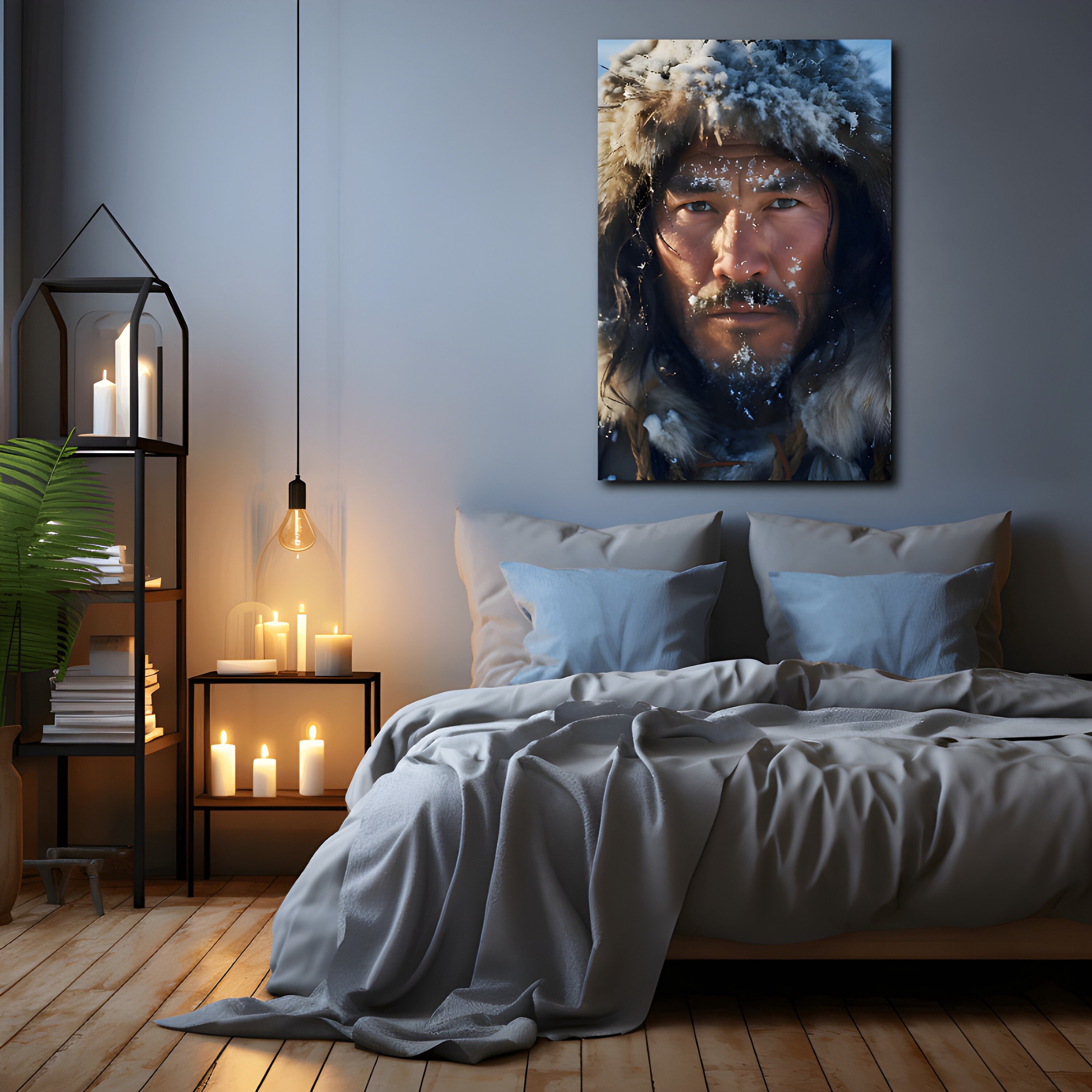 Poster Eskimo Man Wall Art Winter Brown Interior Wall Art Eskimo ...