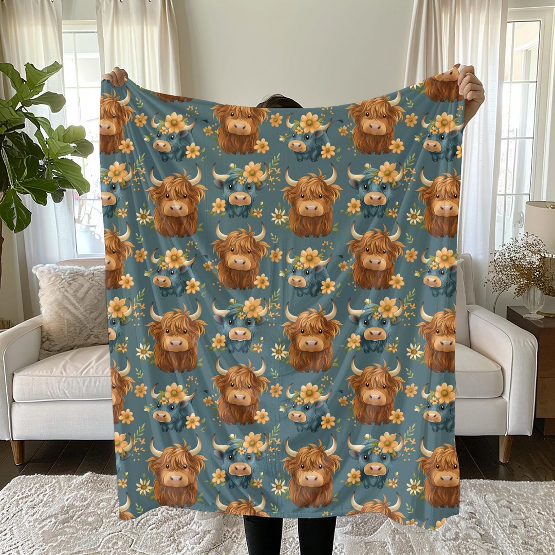 Highland Cow Blanket, Cow Baby Blanket, Soft Velveteen Plush Blanket ...