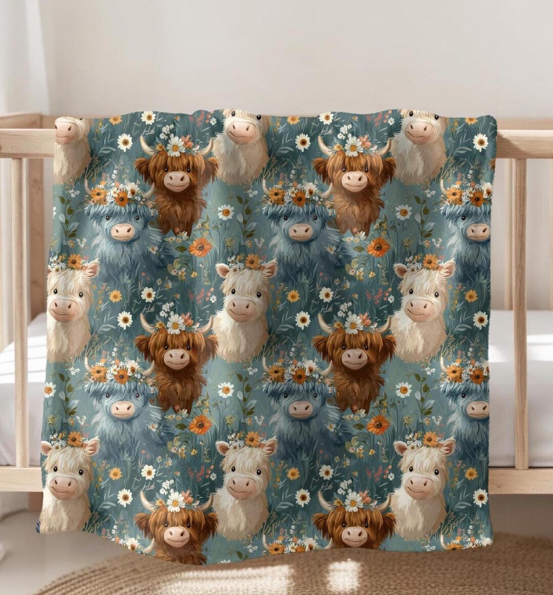 Highland Cow Baby Blanket, Cow Soft Velveteen Plush or Sherpa Fleece ...