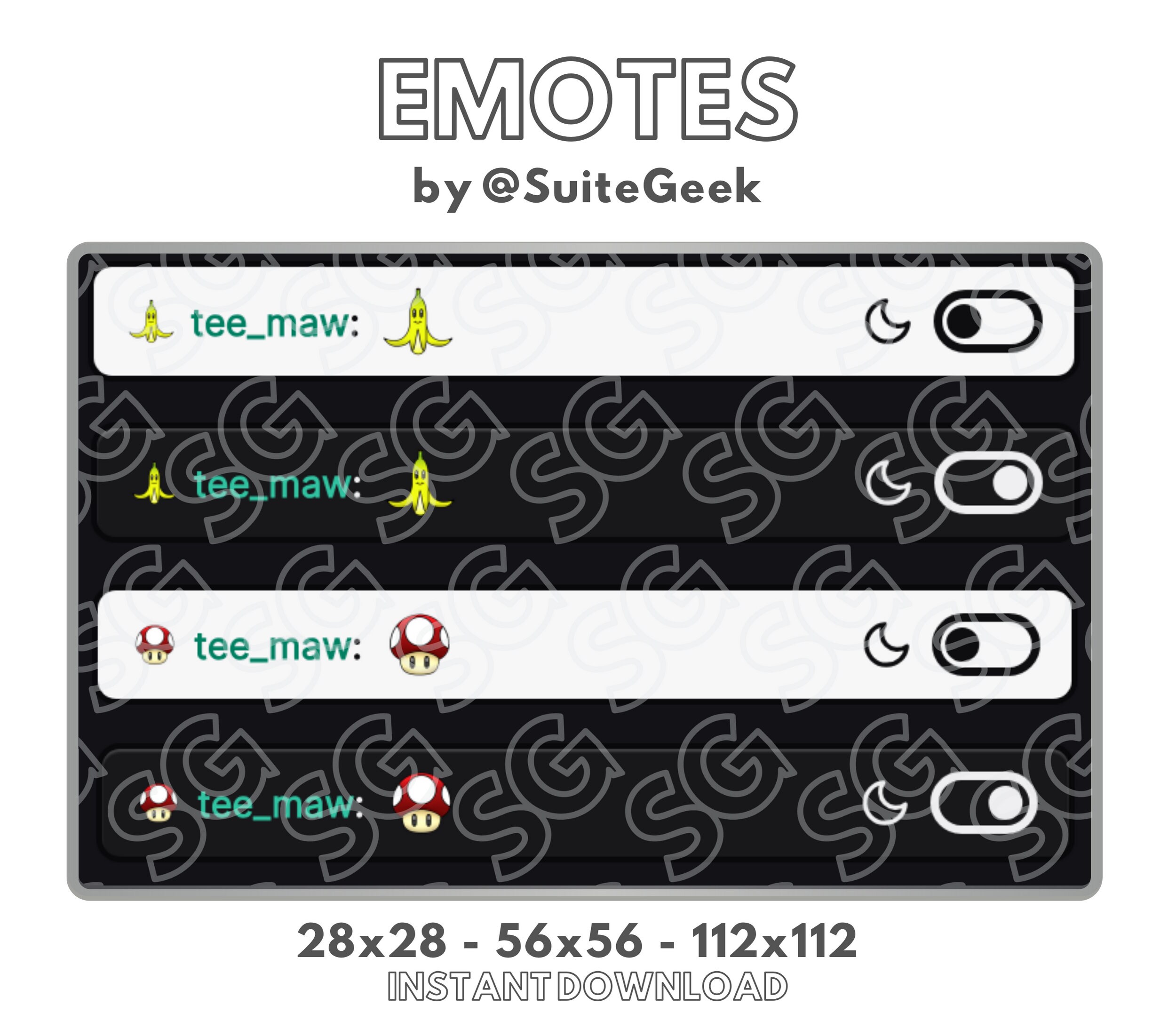 Set of 10 | Mario Themed Emotes | Instant Download | Twitch | Youtube ...