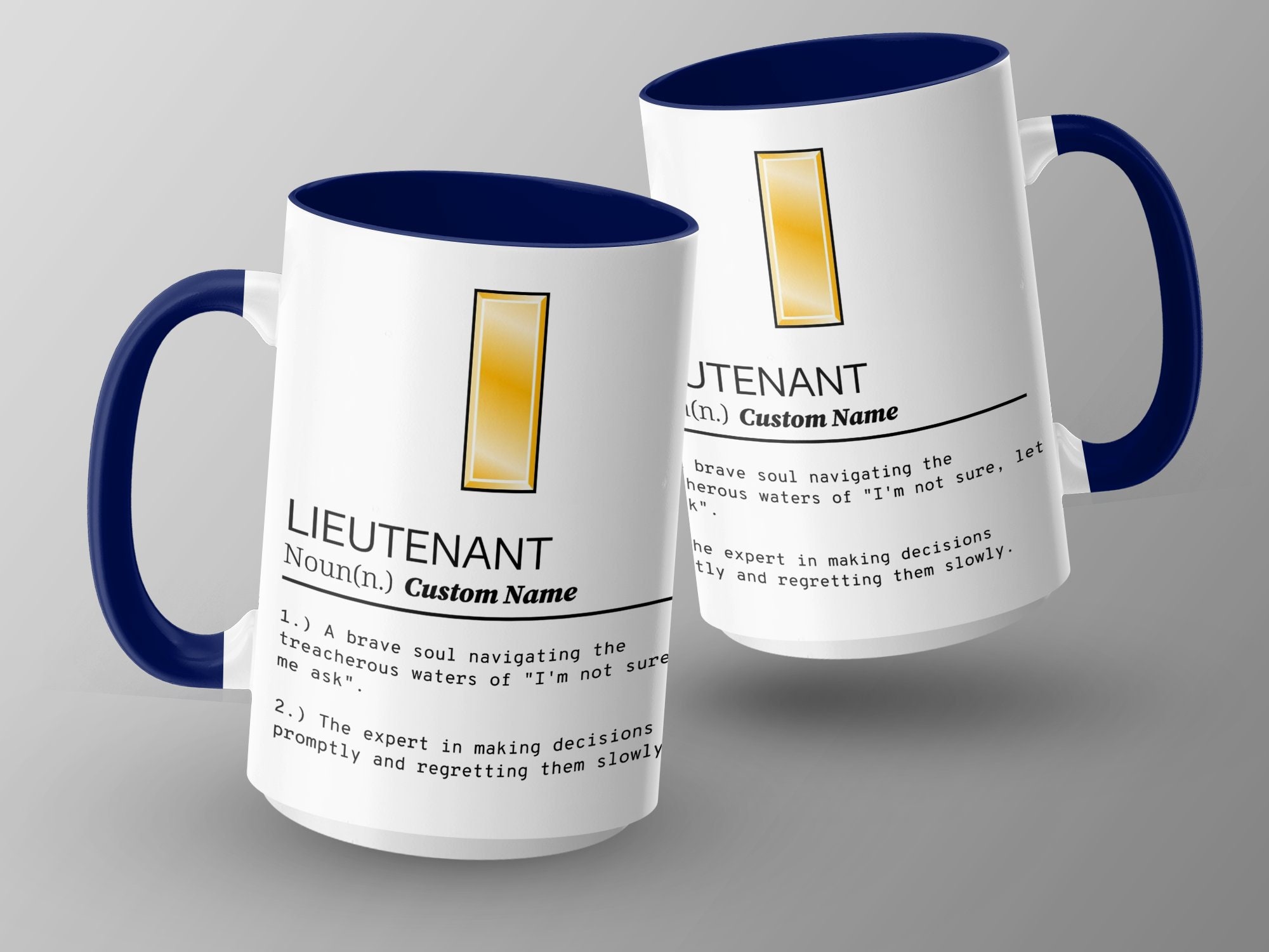 Lieutenant Definition Coffee Mug, Custom Name Military Rank Gift ...