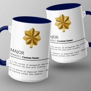 Major Definition Coffee Mug, Custom Name Military Rank Gift, Unique ...