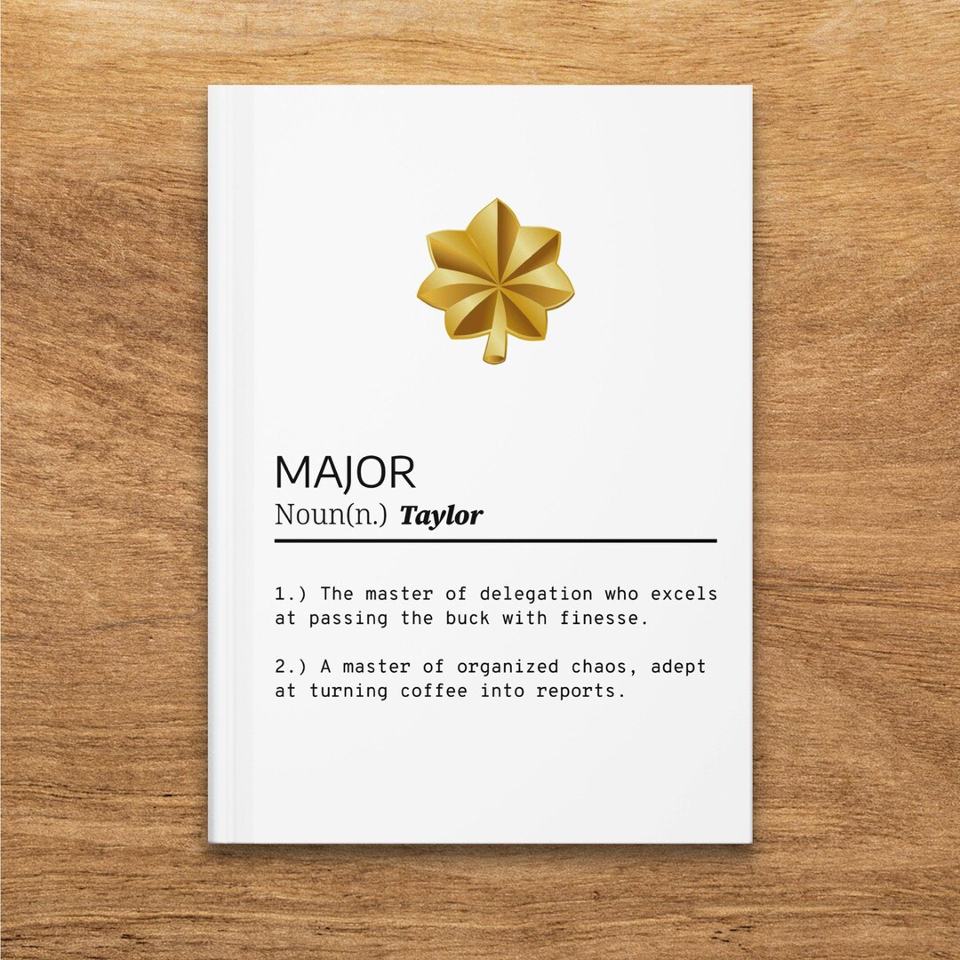 Major Definition Notebook, Custom Name Military Rank Gift, Unique ...