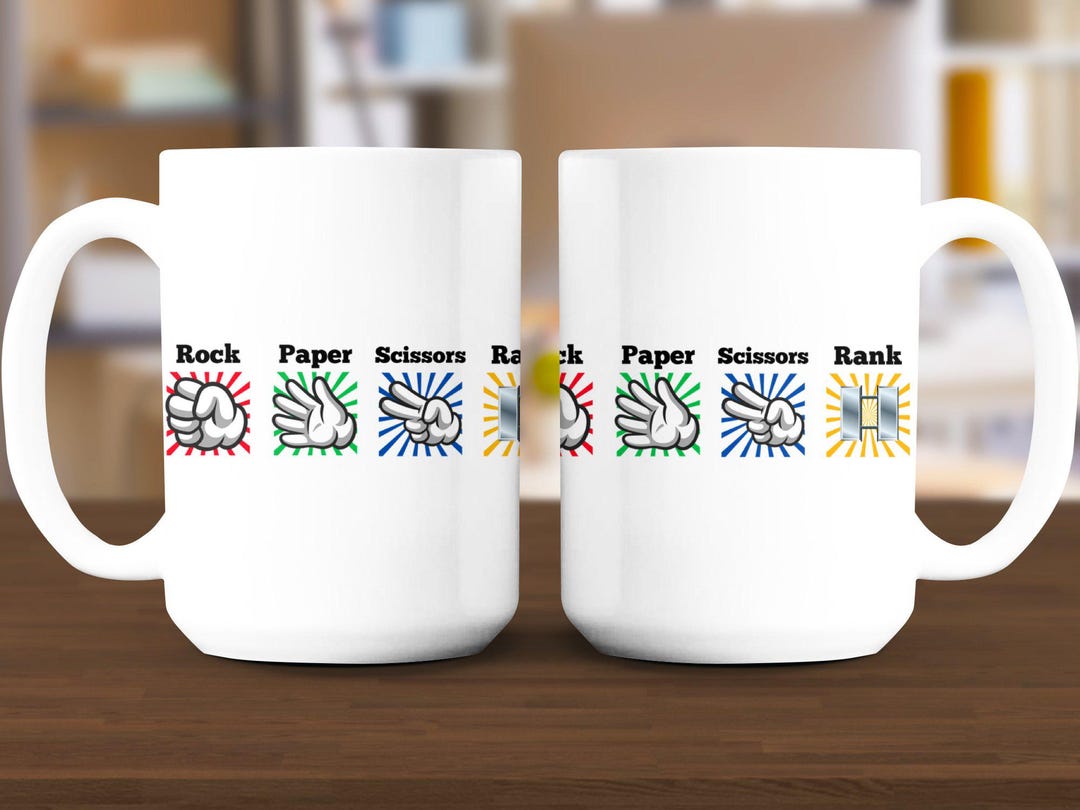 Rock Paper Scissors Rank CPT Mug, Military Coffee Mug, Funny Gift for ...