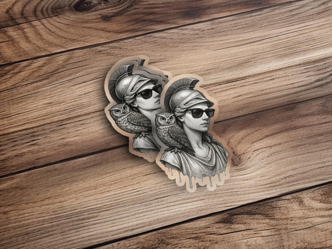 Athena Sticker, Goddess Art Stickers, Cool Owl Stickers, Helmet ...