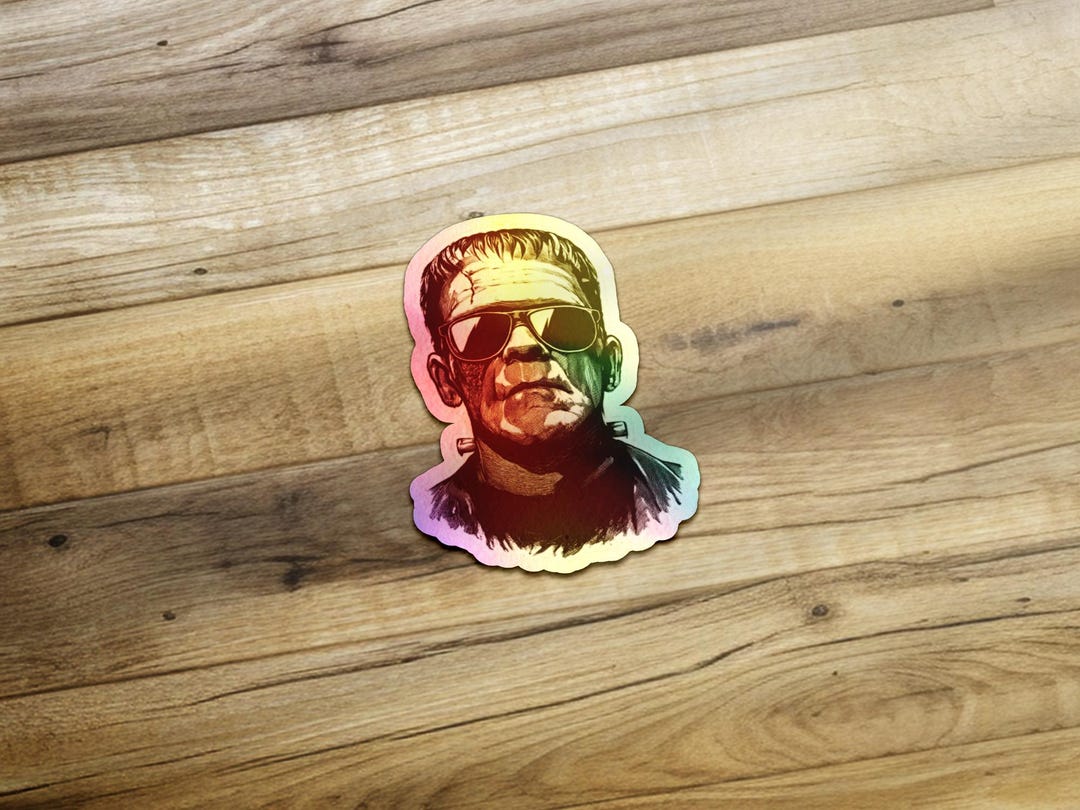Cool Frankenstein Sticker, Monster Art, Halloween Decal, Horror Movie ...