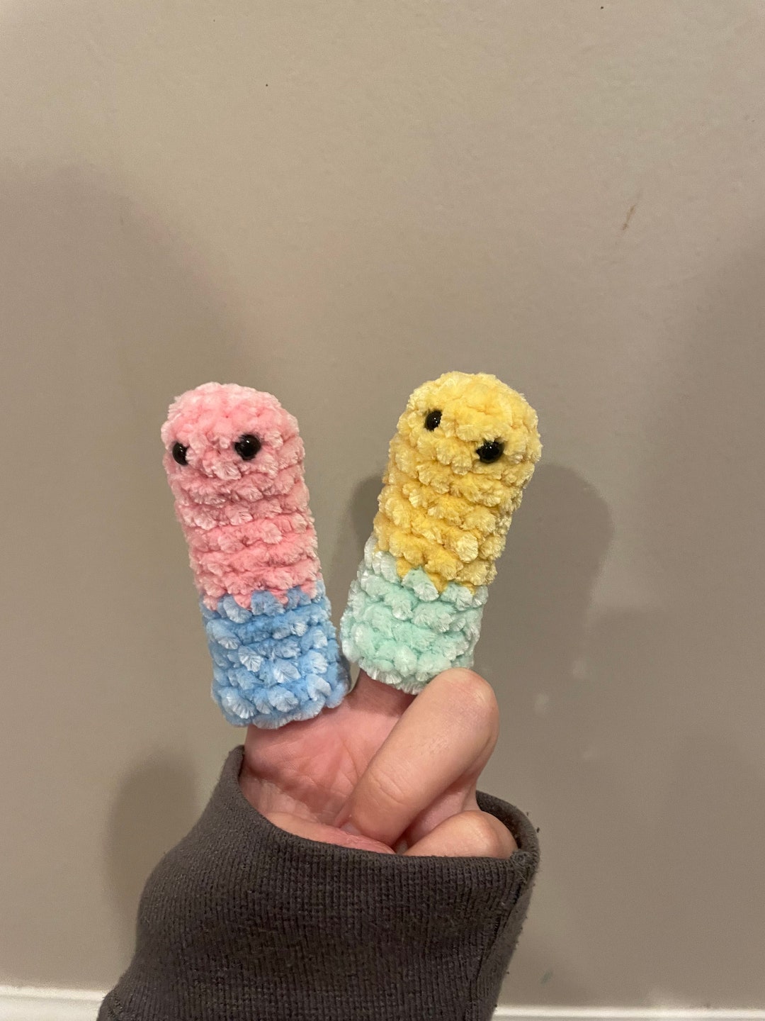 Cute Crochet Gummy Worm Finger Puppets - Etsy