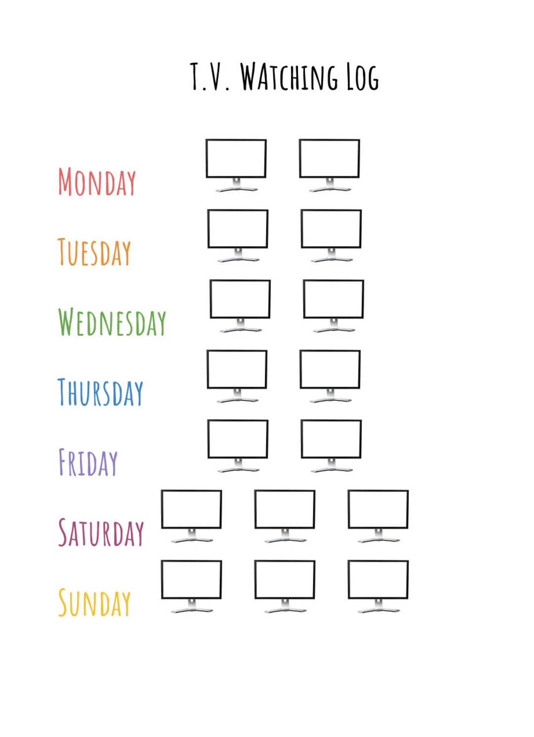 Visual TV Log for Kiddos and Parents - Etsy