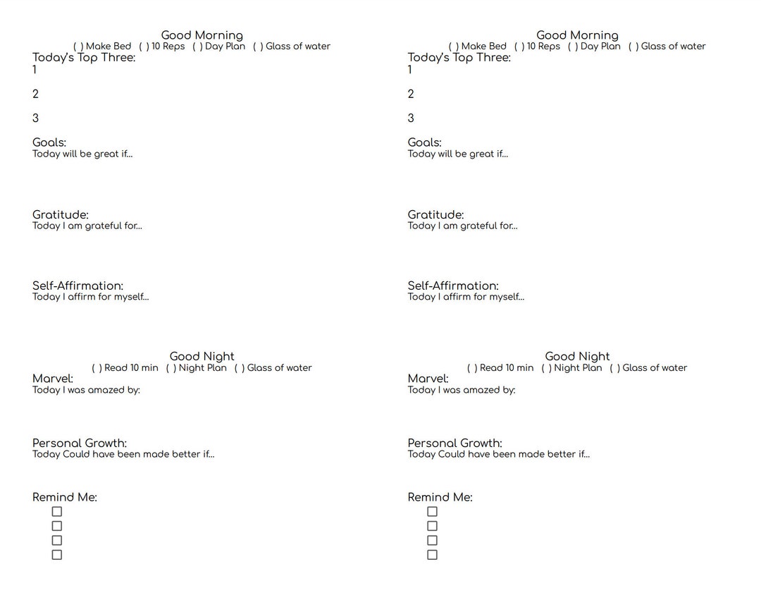 Printable Daily Journal Check-in - Etsy