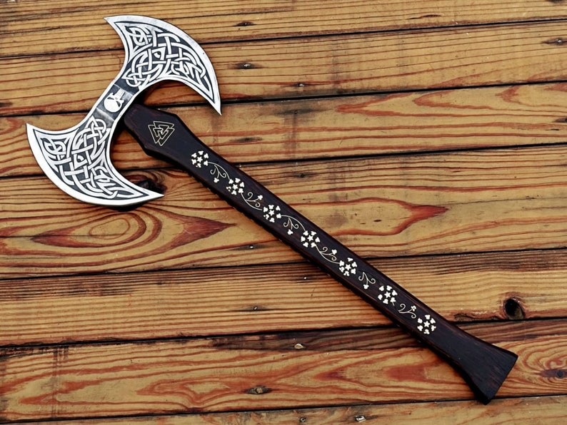 Double Headed Viking Steel Axe. Made With Carbon Steel - Memorabilia ...