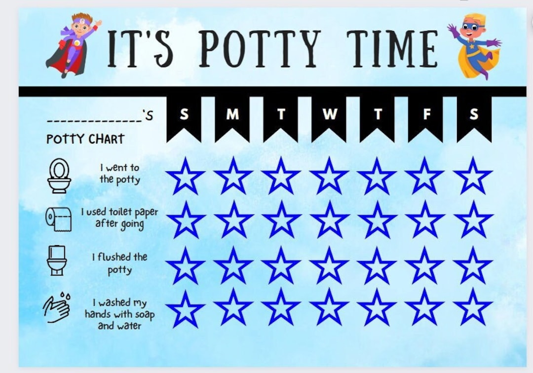 Boy Potty Chart | Potty Chart | Positive Reinforcement - Etsy