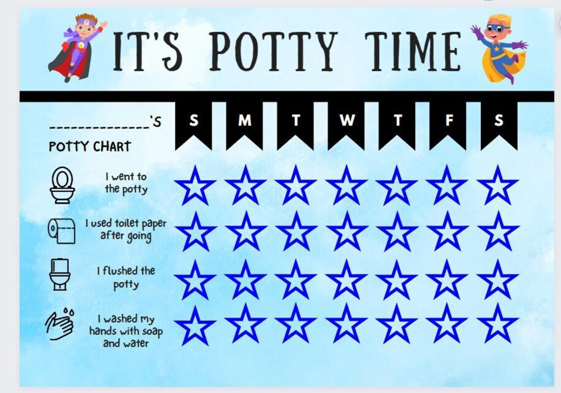 Boy Potty Chart | Potty Chart | Positive Reinforcement - Etsy