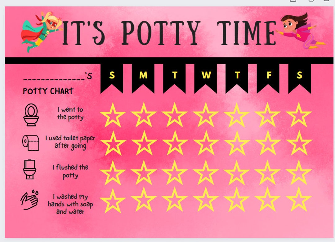 Girls Potty Chart | Fun Potty Chart | Checkoff List Potty Chart - Etsy
