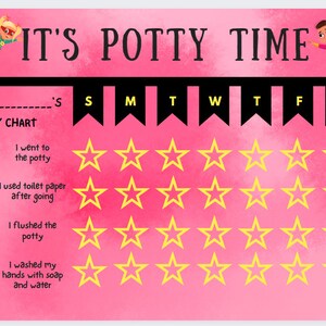 Girls Potty Chart | Fun Potty Chart | Checkoff List Potty Chart - Etsy