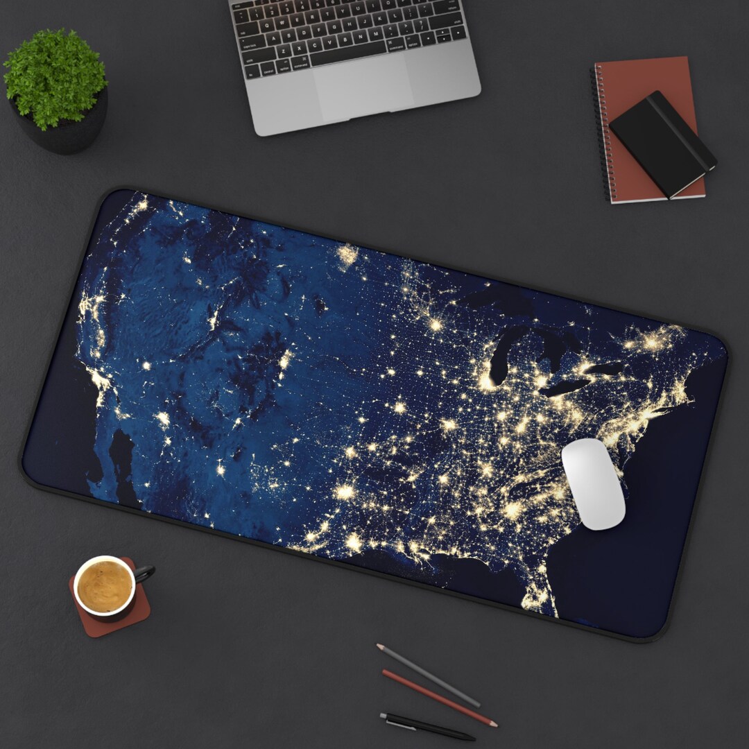 Satellite Map of US Computer Desk Mat, US Map From Space Computer Desk ...