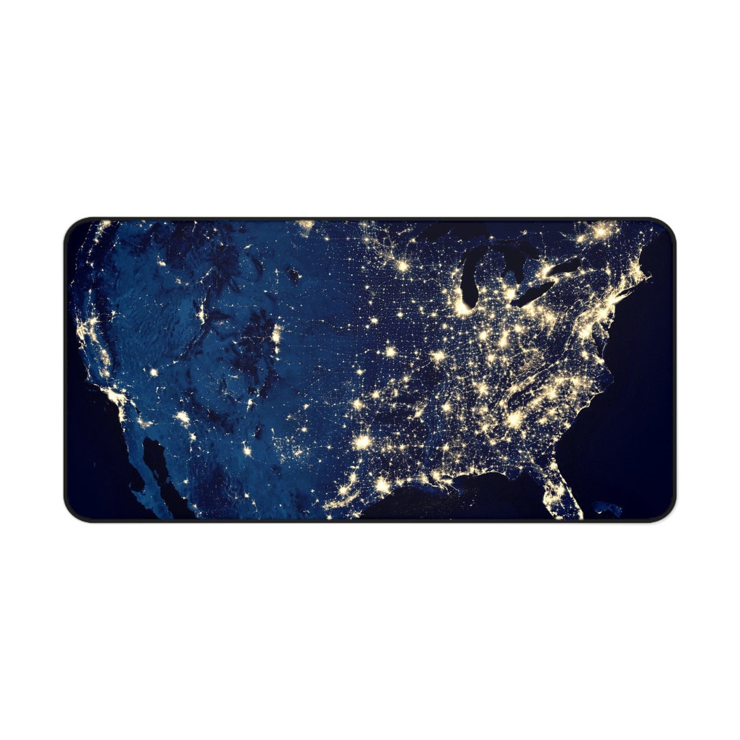 Satellite Map of US Desk Mat, Office Desk Pad, Space-theme Desk Mat ...