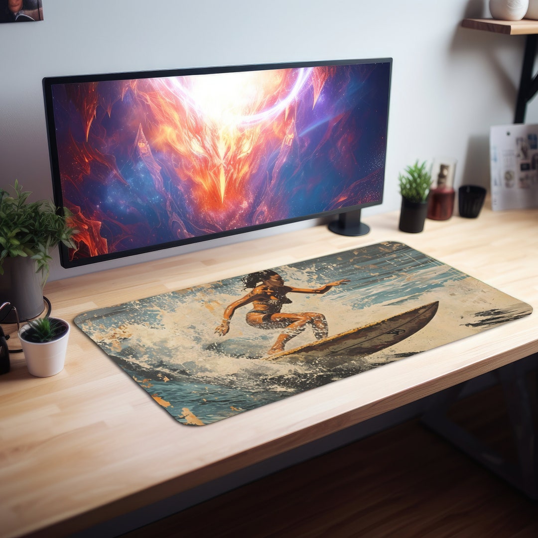 Vintage Surfer Desk Mat Mouse Pad, Surfing Desk Pad, Desk Accessories ...