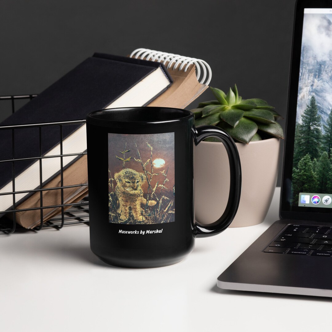 Lion Cub Black Glossy Mug - Etsy