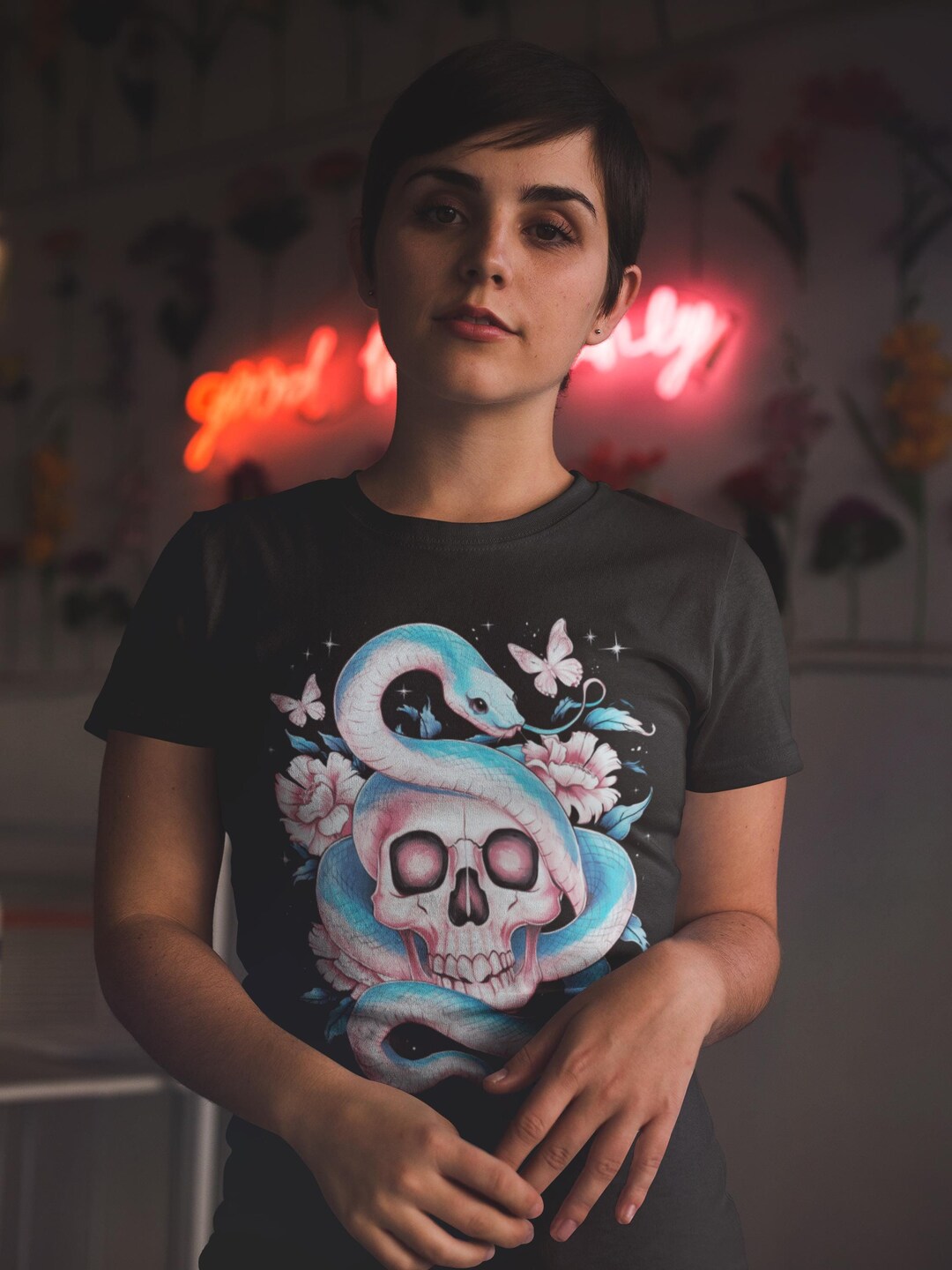 Pastel Goth Snake Shirt Snake With Skull T-shirt Kawaii Goth Cat ...
