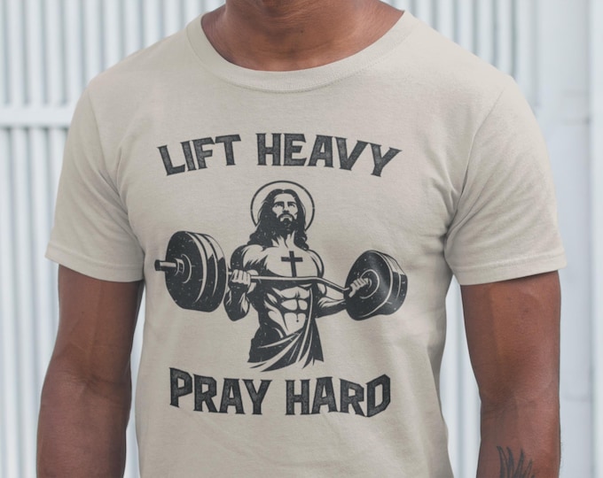 Lift Heavy Pray Hard Shirt Deadlifts Fitness Weightlifting Gym Sport ...