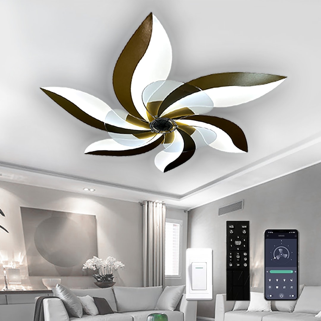 Modern Decorative Ceiling Fan With Light LED Blade Ceiling Fan Dimmable ...
