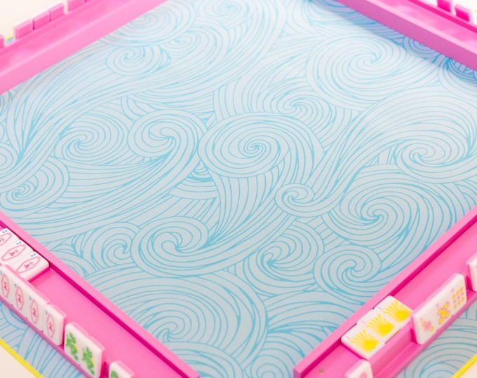Beach House Mahjong Mat, Ocean Neoprene Mahjongg Mat, Aqua Waves ...