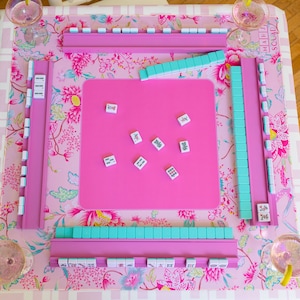 Pink Chinoiserie Mahjong Mat, Pink Floral Neoprene Mahjongg Mat, Pink ...