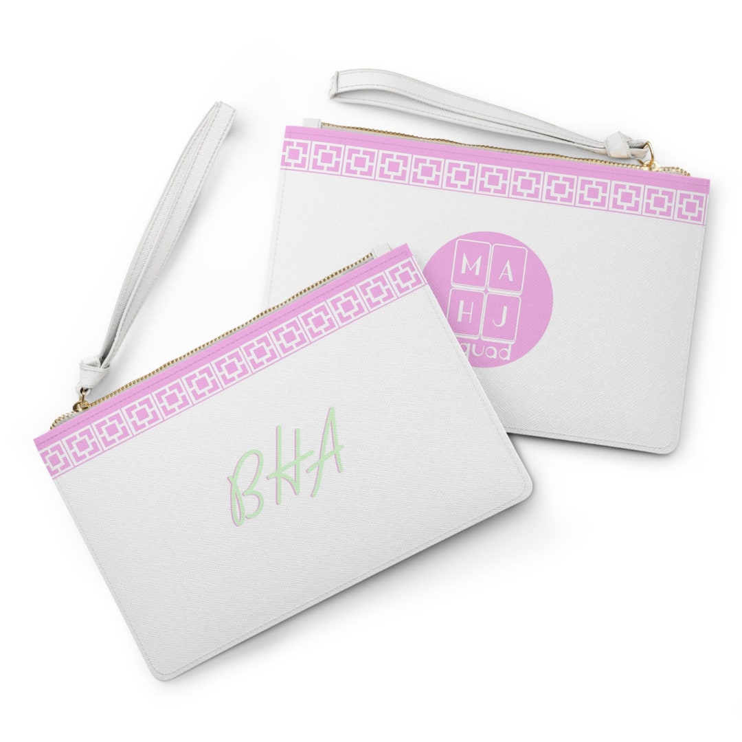 Monogramed Mahjong League Card Pouch, Pink Mahj Clutch, Mah-jongg ...