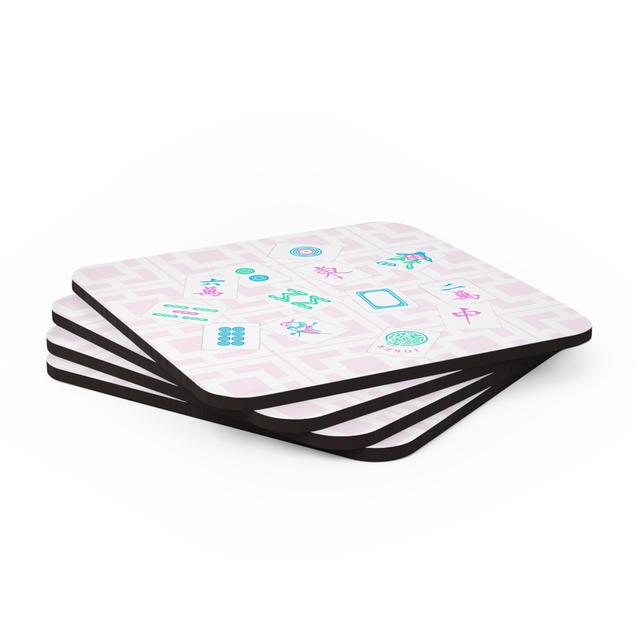 Mahjong Coasters Set of 4 Pink Mahjong Coasters Mahjongg - Etsy