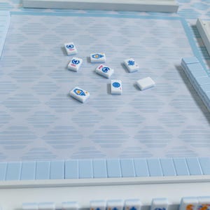 Blue Ikat Mahjong Mat, Blue and White Neoprene Mahjongg Mat, Blue ...