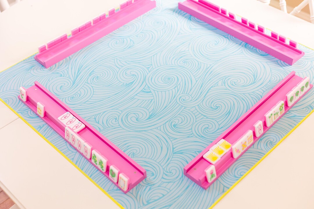 Beach House Mahjong Mat, Ocean Neoprene Mahjongg Mat, Aqua Waves ...