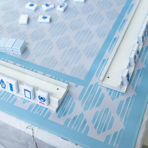 Blue Ikat Mahjong Mat, Blue and White Neoprene Mahjongg Mat, Blue ...