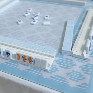 Blue Ikat Mahjong Mat, Blue and White Neoprene Mahjongg Mat, Blue ...