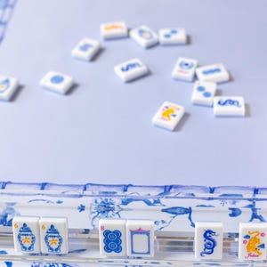 Chinoiserie Mahjong Mat, Blue and White Neoprene Mahjongg Mat, Blue ...