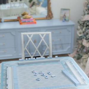 Blue Ikat Mahjong Mat, Blue and White Neoprene Mahjongg Mat, Blue ...