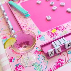 Pink Chinoiserie Mahjong Mat, Pink Floral Neoprene Mahjongg Mat, Pink ...