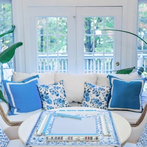 Chinoiserie Mahjong Mat, Blue and White Neoprene Mahjongg Mat, Blue ...