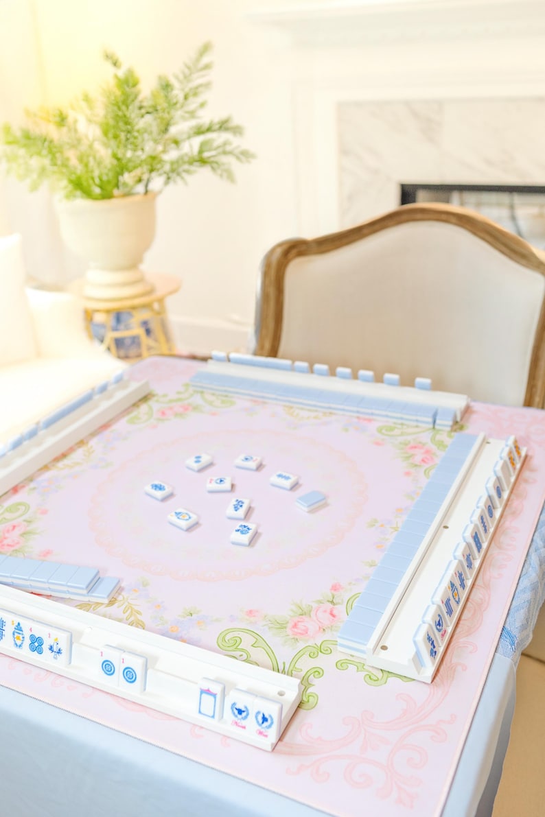 Vintage Rose Mahjong Mat, Pink Mahj Mat, Floral Neoprene Mahjongg Mat ...