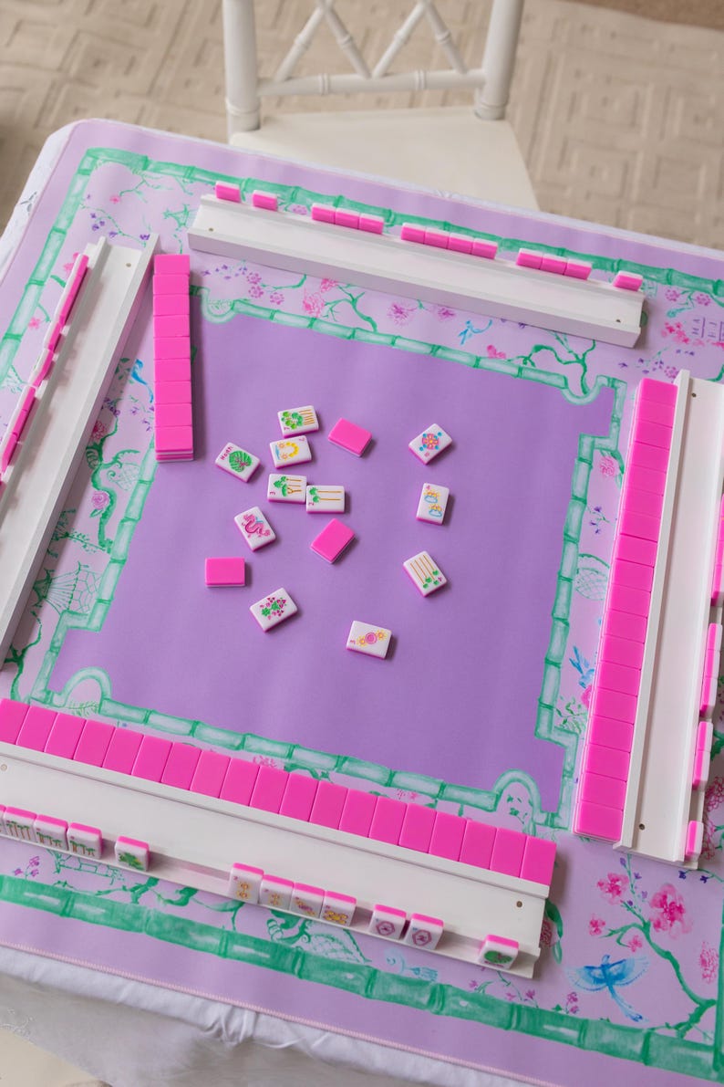 Pastel Chinoiserie Mahjong Mat, Garden Party Neoprene Mahjongg Mat ...