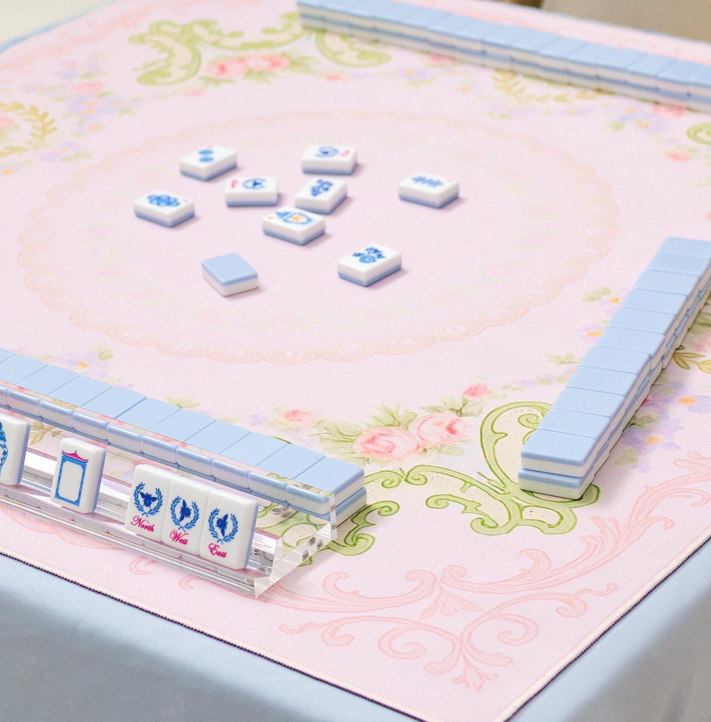 Vintage Rose Mahjong Mat, Pink Mahj Mat, Floral Neoprene Mahjongg Mat ...
