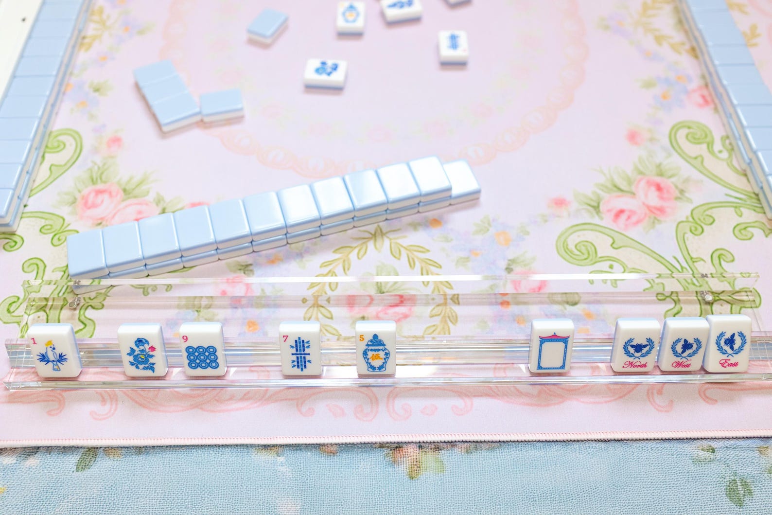 Vintage Rose Mahjong Mat, Pink Mahj Mat, Floral Neoprene Mahjongg Mat ...