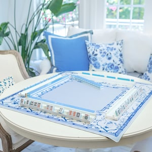 Chinoiserie Mahjong Mat, Blue and White Neoprene Mahjongg Mat, Blue ...