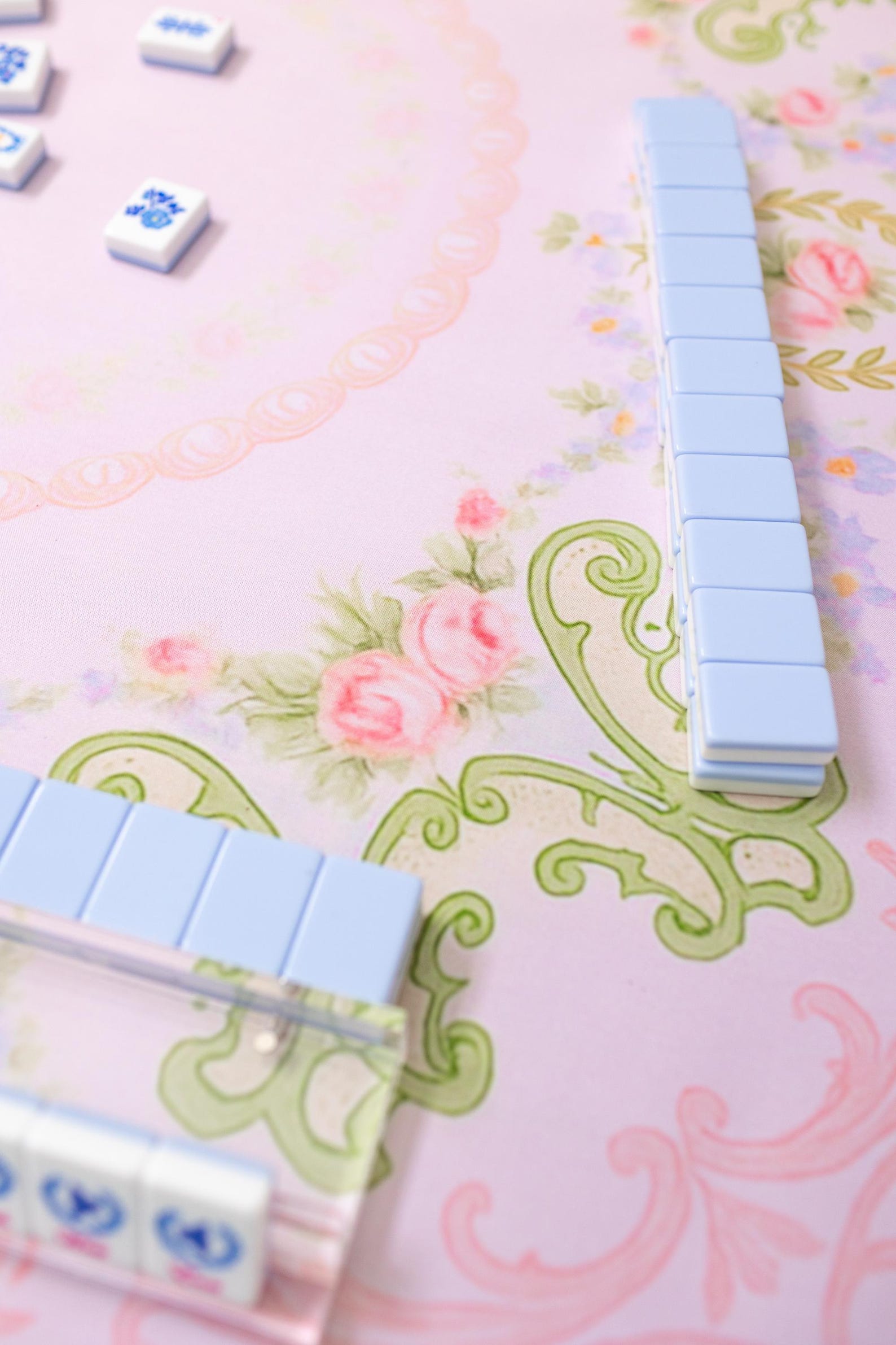Vintage Rose Mahjong Mat, Pink Mahj Mat, Floral Neoprene Mahjongg Mat ...
