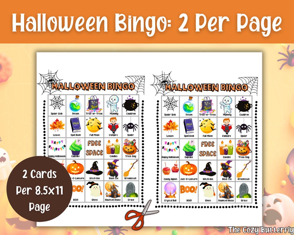Halloween Bingo, 20 Bingo Cards, Halloween Activity, Kids Halloween ...