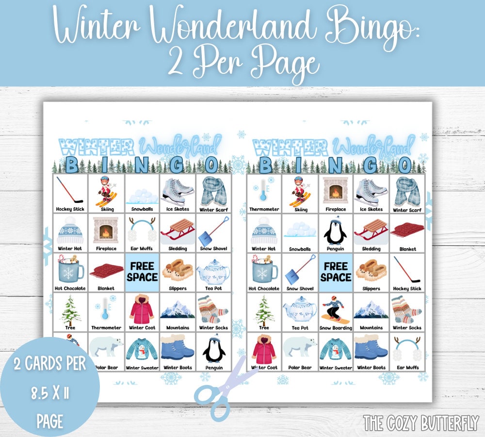 Printable Winter Bingo, 20 Winter Bingo Cards, Winter Activity for Kids ...