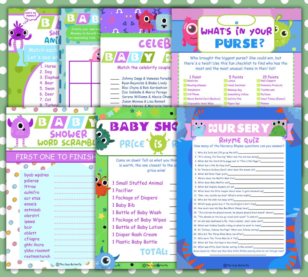 Monsters Baby Shower Games, Printable Monster Baby Shower Games ...
